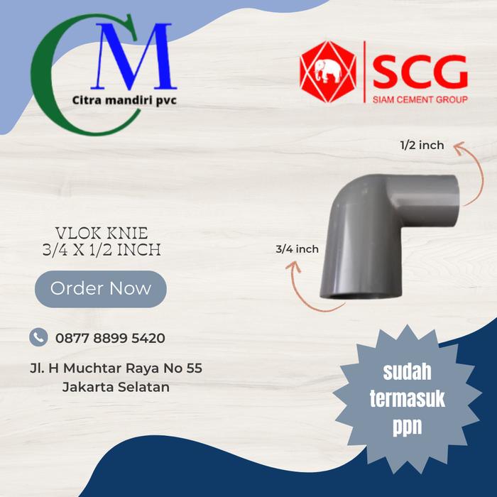 Jual Fitting PVC SCG Reducing Knie Aw 3/4 x 1/2 - Vlok Knie Aw ...