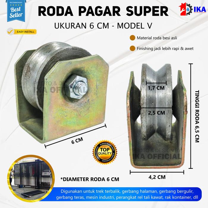 Jual Roda pagar roda bubut besi super as ukuran - Rell Siku + bulat - R ...