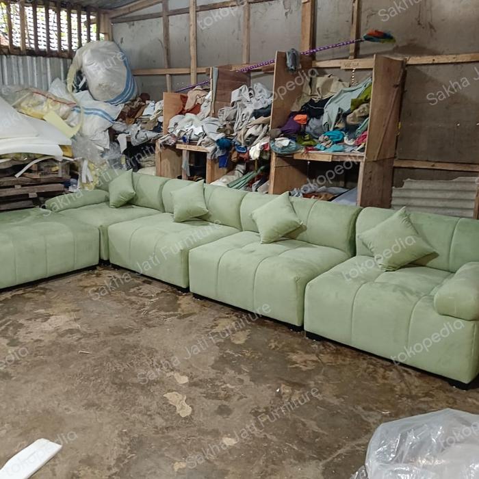 Jual sofa sudut sofa minimalis sofa tebal rangka kayu jati ukuran ...