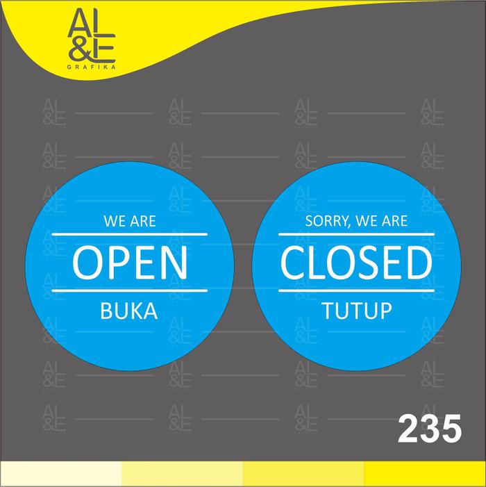 Jual 235 - Stiker Open dan Closed, Buka dan Tutup, Sticker Vinyl - Biru ...