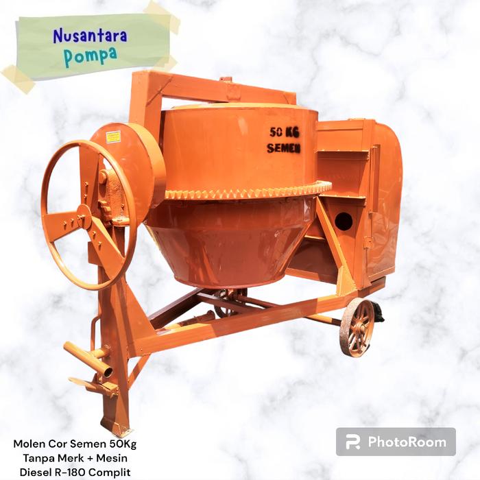 Jual Molen Cor Semen 50Kg Tanpa Merk + Mesin Diesel R-180 Complit ...