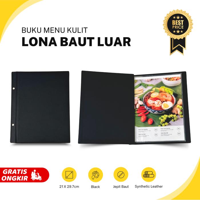 Jual Lona Buku Menu Kulit 2 Model Jepit Baut Size A4 - Cafe Restoran ...