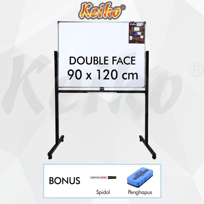 Jual Papan Tulis Whiteboard / White Board Standing Double Face Keiko 90 ...