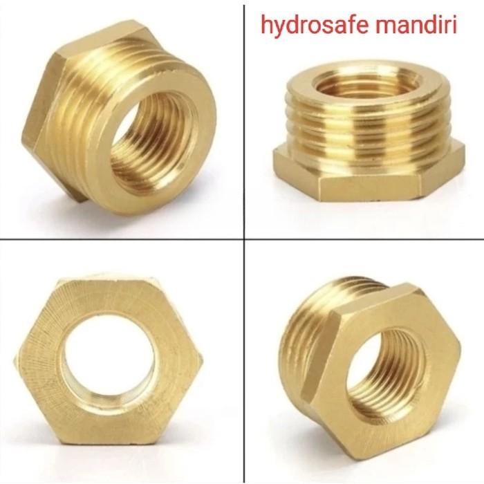 Jual Vlock Ring / Bushing kuningan male to female drat 1/2" X 3/8" inch ...