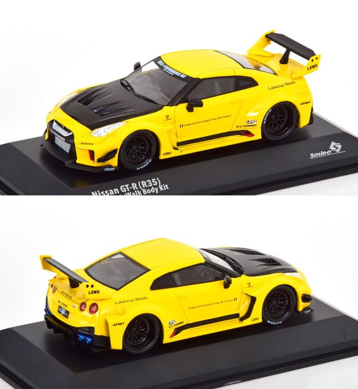 Jual Nissan GT-R (R35) Liberty Walk Body Kit yellow black 1/43 solido ...