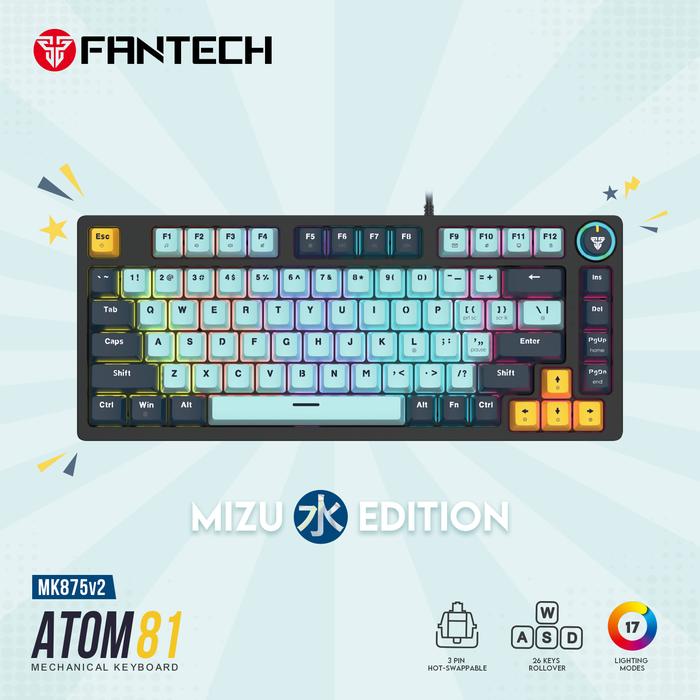 Jual FANTECH ATOM96 MK890V2 RGB Mechanical Gaming Keyboard - ATOM81 SKYBLUE, BLUE - Kota ...