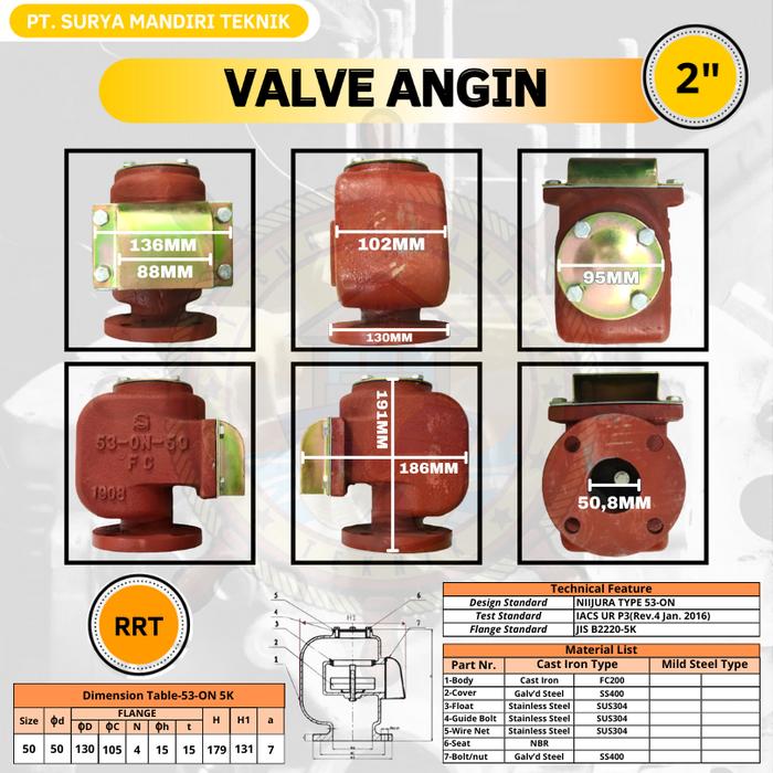 Jual VALVE ANGIN 2" KS-50 5K IMPORT (AIR VENT HEAD MARINE) - Kota ...