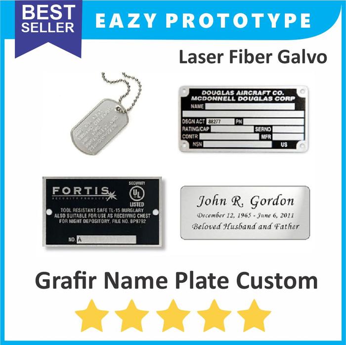 Jual Name Plate Custom Grafir Laser Fiber Marking Engrave Label Mesin ...