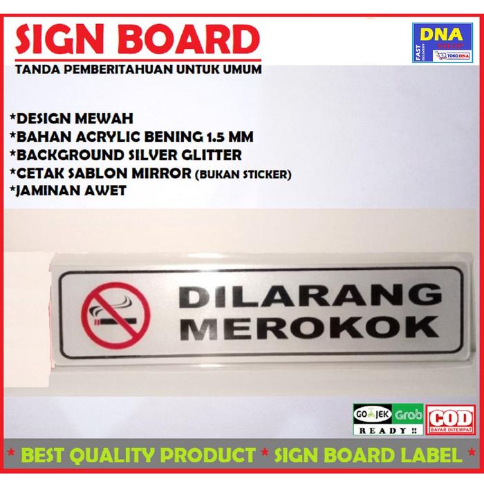 Jual Sign label acrylic DILARANG MEROKOK sign board tanda peringatan ...