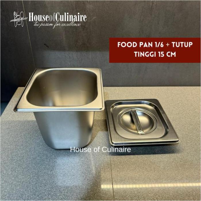 Jual Food Pan Stainless 1/6 Tinggi 15 cm + Tutup Gastronom Pan - Kota Bandung - houseofculinaire ...