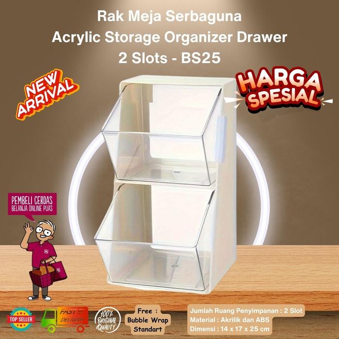 Jual Rak Meja Serbaguna Acrylic Storage Organizer Drawer Transparan 2 ...