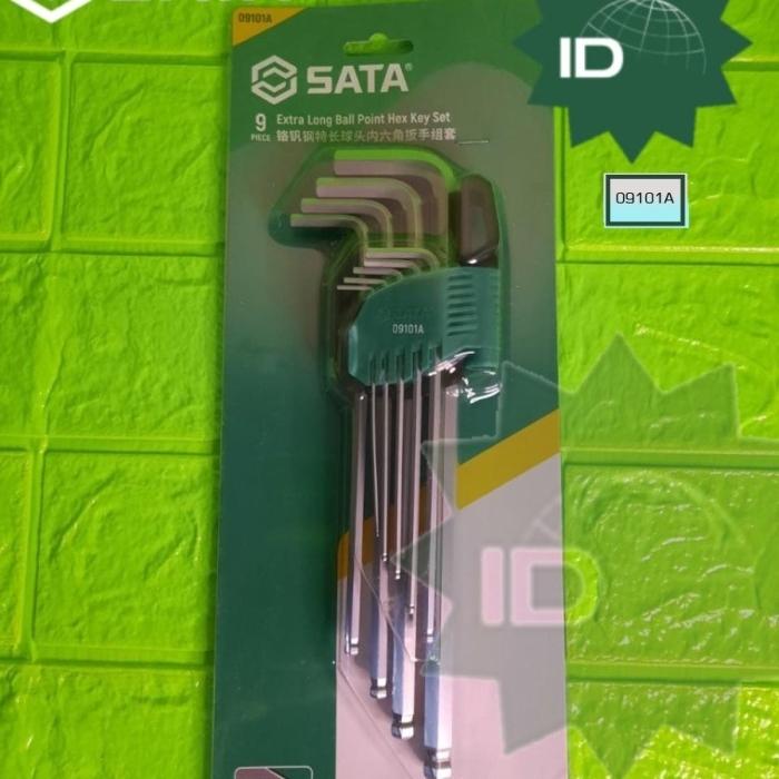 Jual KUNCI L SATA 09101A 9PC EXTRA LONG BALL POINT HEX KEY SET (METRIC ...
