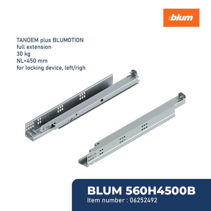 Jual BLUM REL LACI TANDEM BLUMOTION FULL EXT 30KG L=450MM FOR LOCK ...