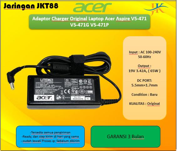 Jual Adaptor Charger Original Laptop Acer Aspire V5-471 V5-471G V5-471P - Jakarta Pusat ...