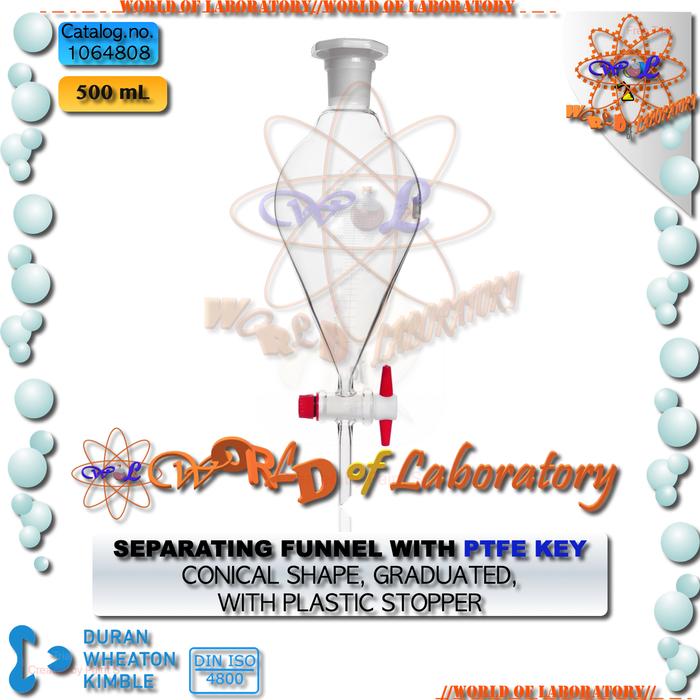 Jual DURAN Separating Funnel with PTFE Stopcock, Conical Shape ...