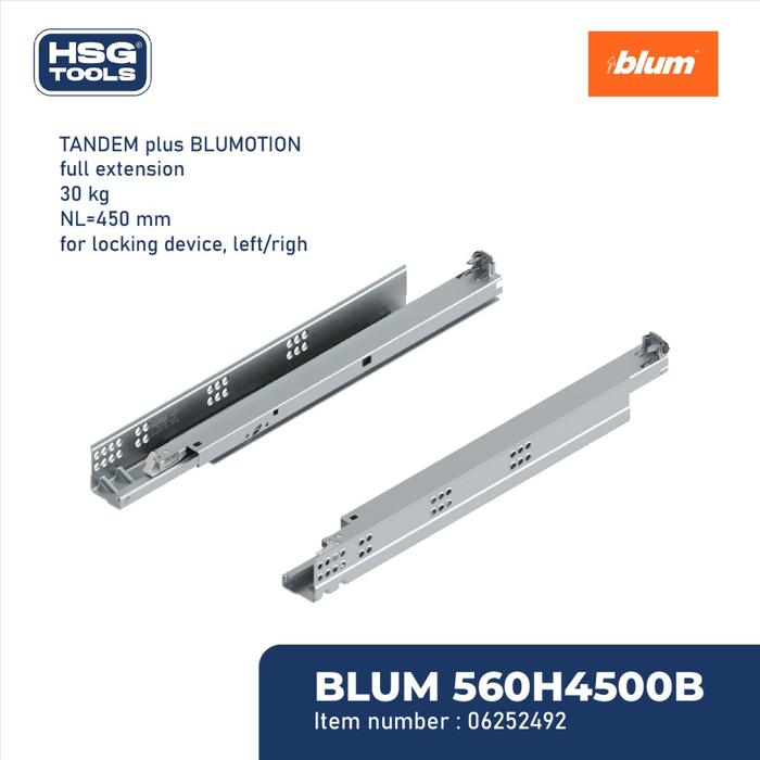 Jual BLUM REL LACI TANDEM BLUMOTION FULL EXT 30KG L=450MM FOR LOCK ...