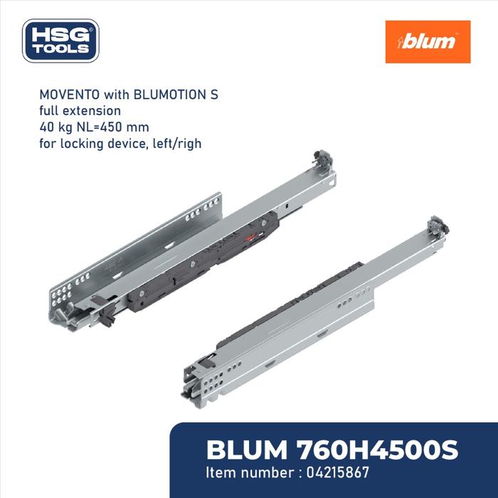 Jual BLUM REL LACI MOVENTO RUNER BLUMOTION 40KG 450MM EXT FOR LOCK ...