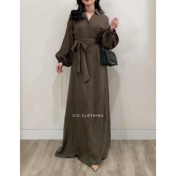Jual [GIC] NAVISHA MAXI DRESS - gamis wanita busui friendly - Olive ...