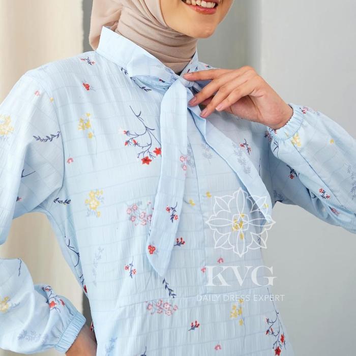 Jual Dress Korean Style Gamis Cringkle Lattecia KVG Modesty - Soft Blue ...