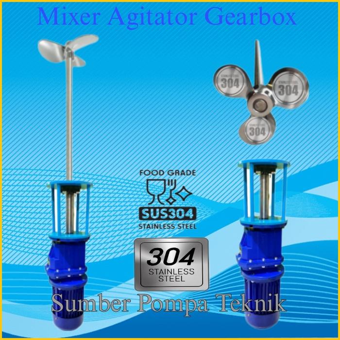 Jual Agitator Mixer Chemical Kimia SS304 0,75KW 1HP 220V With Gear Box ...