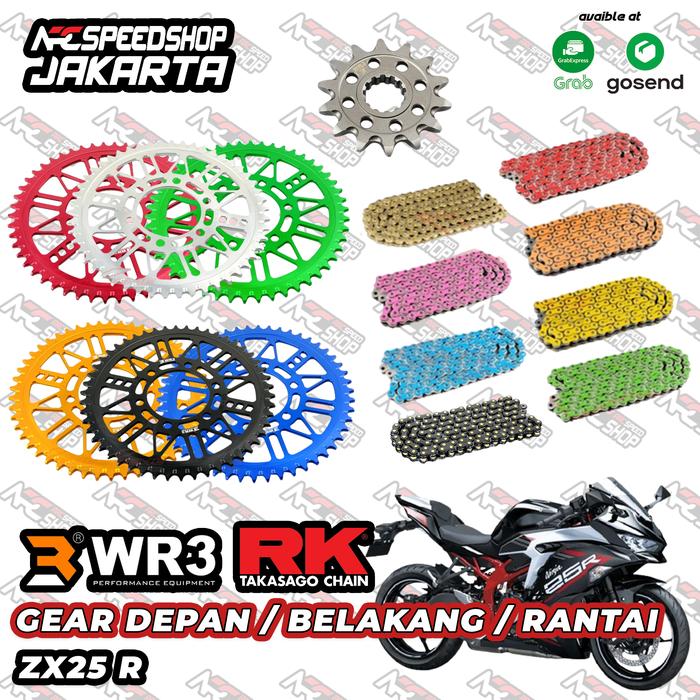 Jual Gear WR3 Kawasaki ZX25R + RK Takaso Chain 520 UW-Ring Paket Gear ...