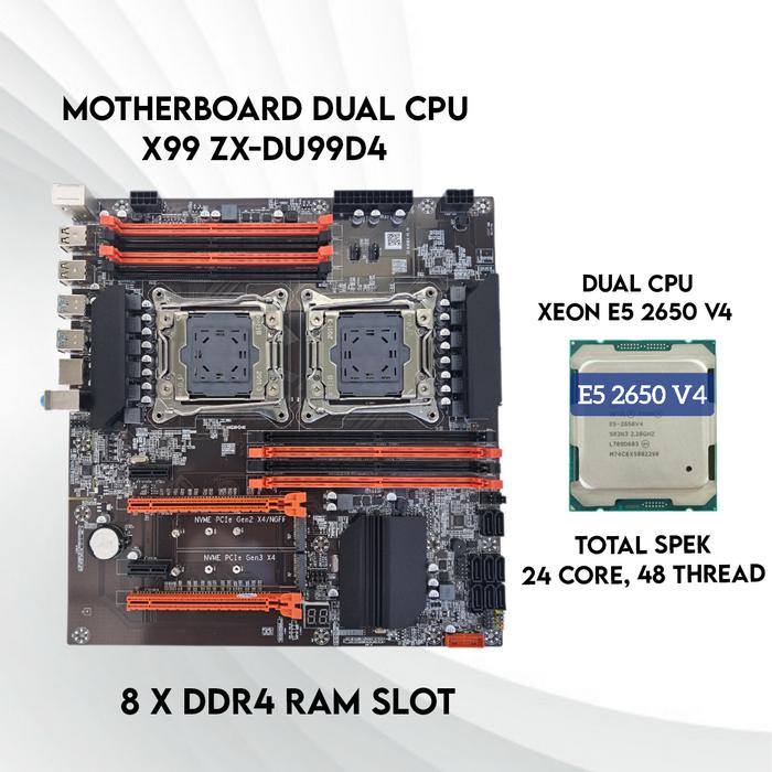 Jual Motherboard X99 Dual CPU LGA 2011-3 + Xeon E5 V3/V4 - X99+E5 2650 ...