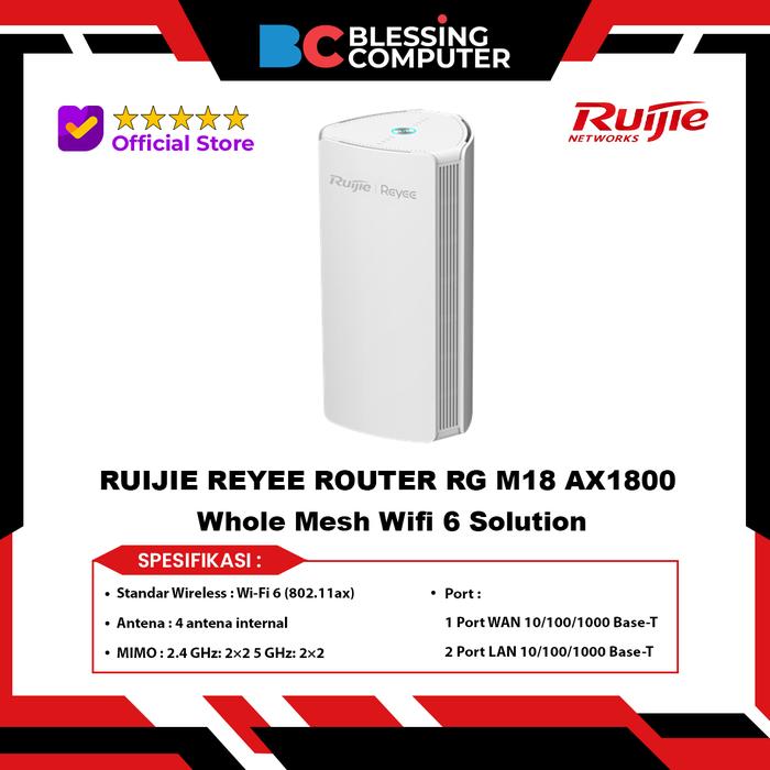 Promo RUIJIE REYEE ROUTER RG M18 AX1800 Whole Mesh Wifi 6 Solution ...