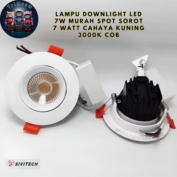 Jual Lampu Downlight LED 7W Sorot 7 Watt Cahaya Kuning 3000K COB ...