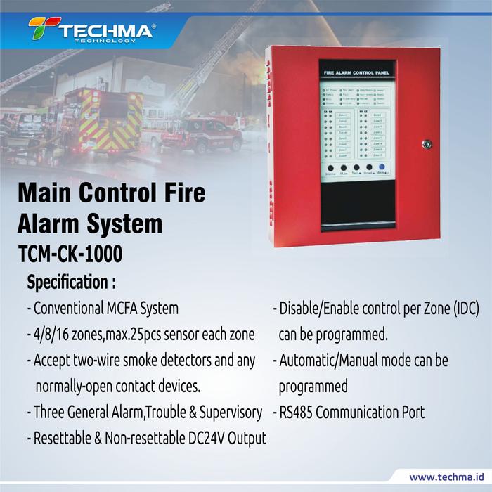 Jual Techma CK-100, Main Control Fire Alarm Panel - 16 Zone - Kota ...