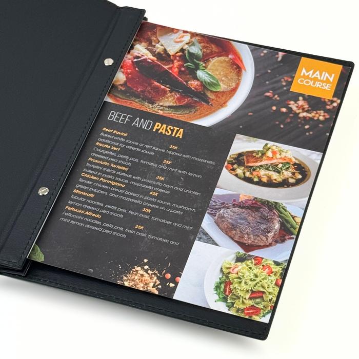 Jual Lona Buku Menu Kulit 2 Model Jepit Baut Size A4 - Cafe Restoran ...