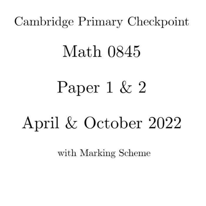 Jual Cambridge Primary Checkpoint Mathematics 0845 April & Oct 2022 ...