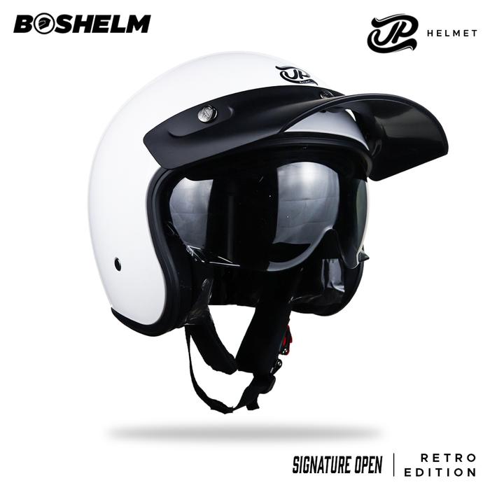 Promo Helm Retro JP Signature Open Solid Helm Half Face SNI - PUTIH ...