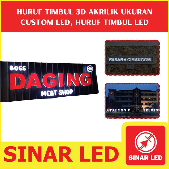 Jual Huruf Timbul 3D Akrilik Ukuran Custom LED, Huruf Timbul LED - Kota ...