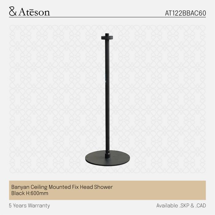 Promo ATESON AT122BBAC60 Kepala Shower Overhead Atas Plafon Bulat Hitam ...