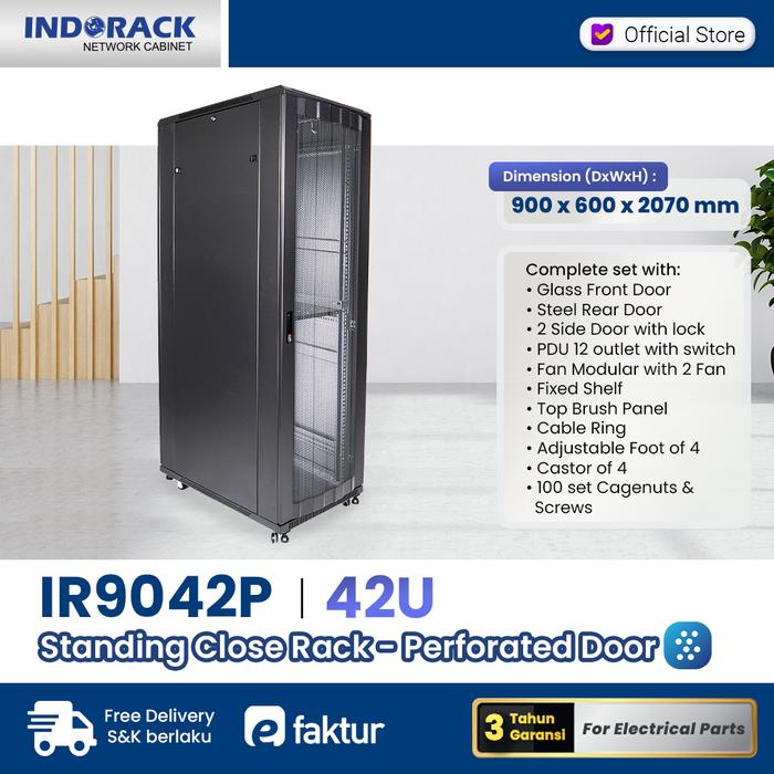 Promo Indorack IR9042P Close Rack 42U Depth 900mm Perforated Door Rak ...