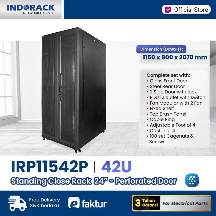 Promo Indorack IRP11542P Close Rack 42U Depth 1150mm Perforated Rak 24 ...