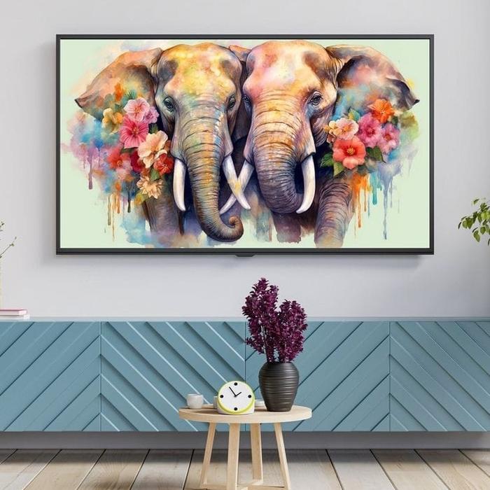 Jual lukisan gajah hiasan dinding modern art lebar 80 cm tinggi 150 cm ...