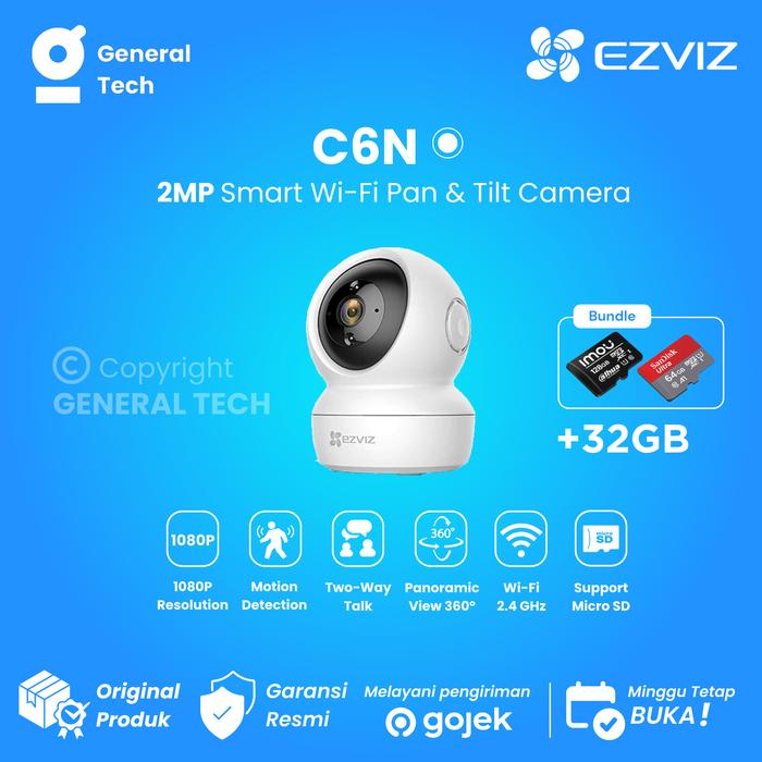 Promo Ezviz C6N 2MP Smart Wifi Pan Tilt IP Camera Indoor - C6N+32GB ...