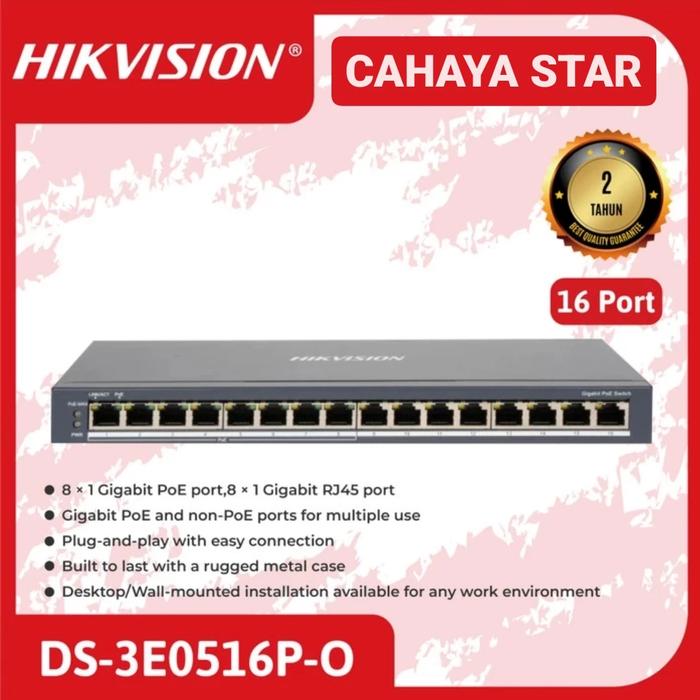 Jual HIKVISION DS-3E0516P-O 16 Port Gigabit Switch Witg 8 Poe + Metal Case - Jakarta Utara ...