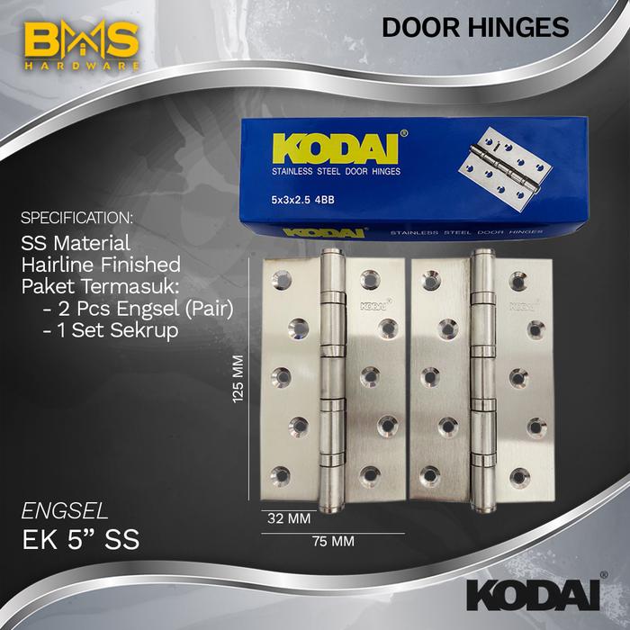 Jual ENGSEL Pintu Door Hinges Stainless Steel KODAI 3" / 4" / 5" - 3 ...
