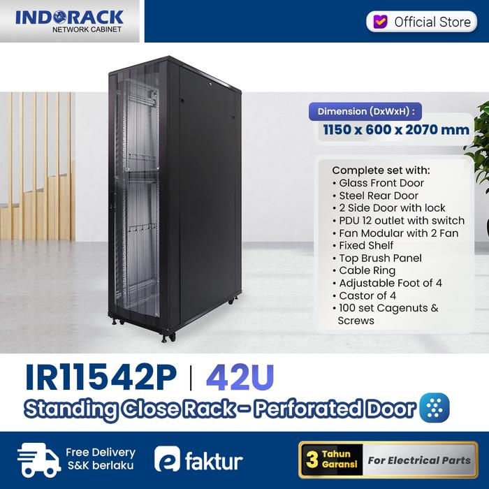 Promo Indorack IR11542P Close Rack 42U Depth 1150mm Perforated Door ...