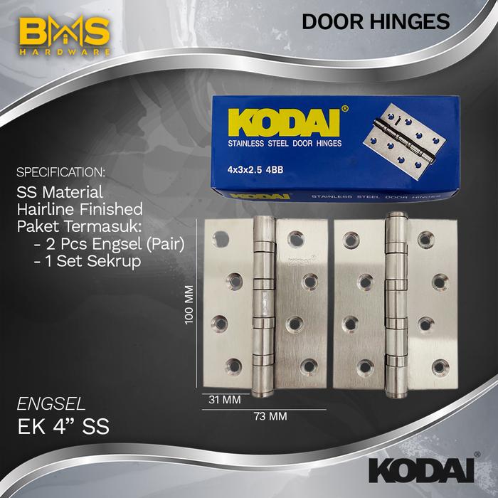 Jual ENGSEL Pintu Door Hinges Stainless Steel KODAI 3" / 4" / 5" - 3 ...