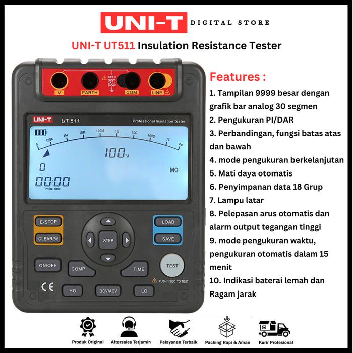 Jual UNI-T UT511 Digital Insulation Resistance Tester - Penguji ...