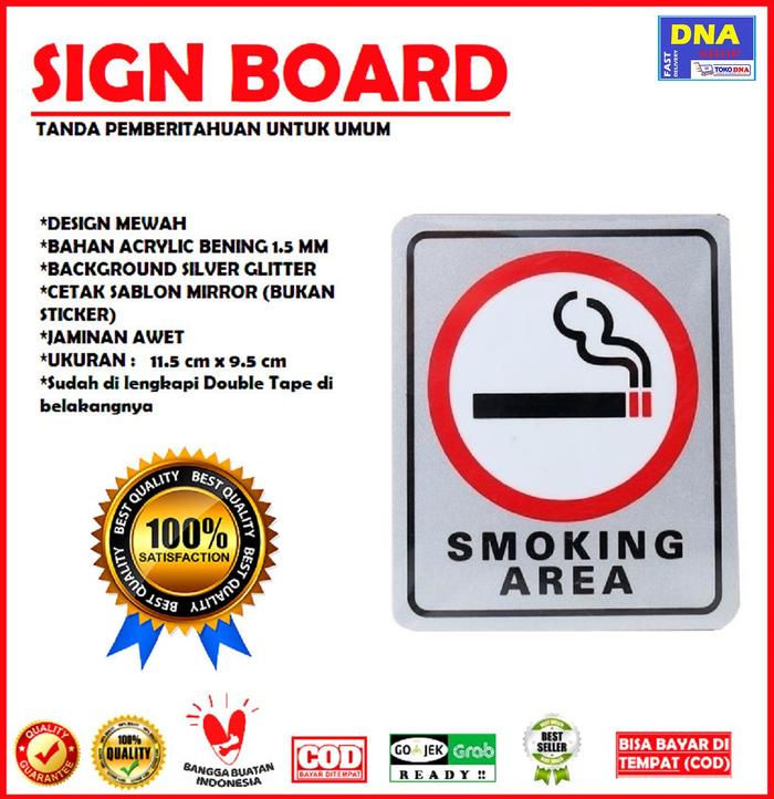 Jual Sign label acrylic SMOKING AREA tipe kotak petunjuk tanda ...