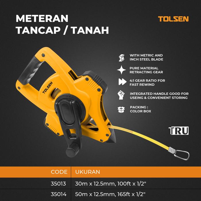 Jual METERAN ROLL PLAT BESI TANCAP / TANAH 30 50 m steel measuring roll ...