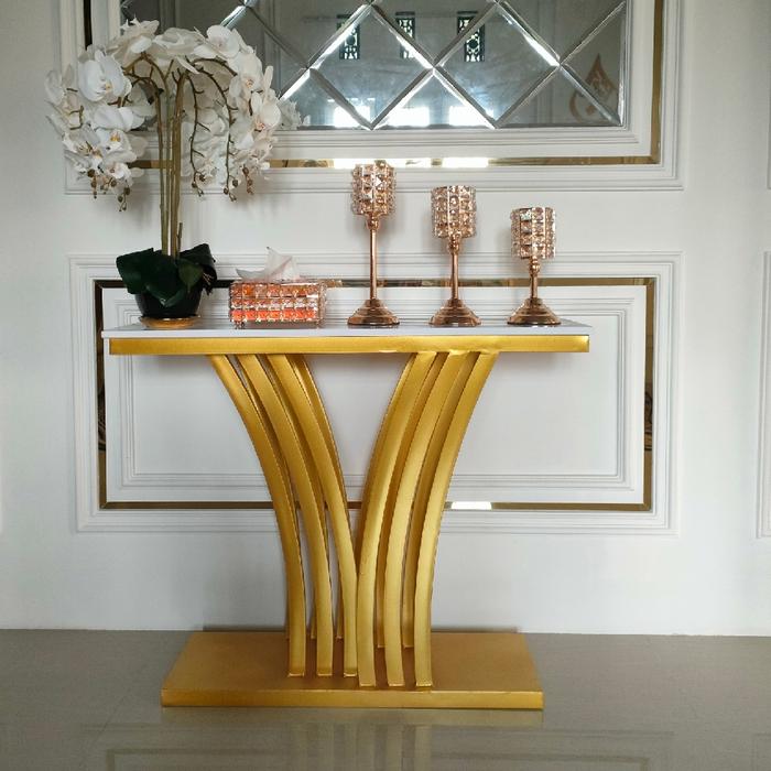 Jual Meja konsul estetik console table aesthetic gold meja TV Vas Sudut ...