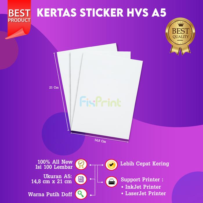 Jual Kertas Sticker HVS A5 Isi 100 Lembar Kertas Stiker A5 - Jakarta ...