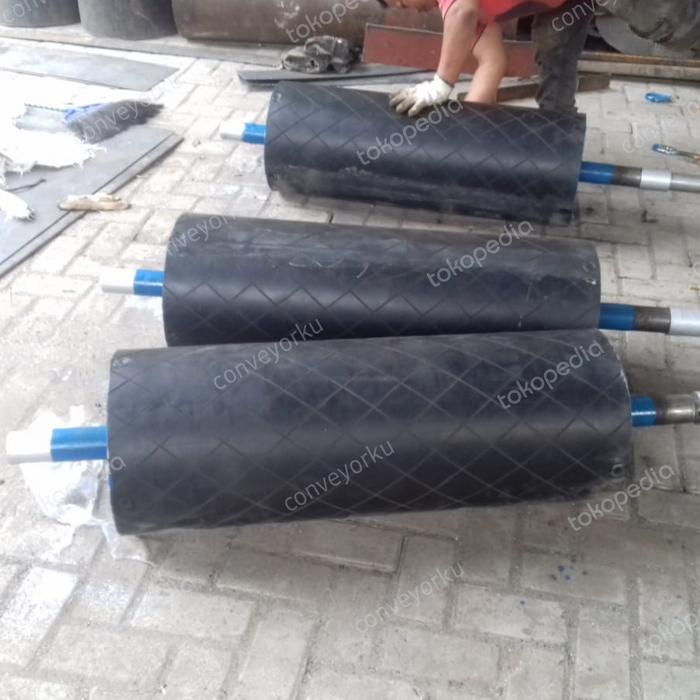 Jual Cold Rubber Lagging Lining Pulley Roller conveyor bisa request ...
