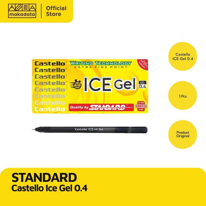 Jual BOLPEN / BALLPOINT / PULPEN STANDARD CASTELLO ICE GEL HITAM (1PCS ...