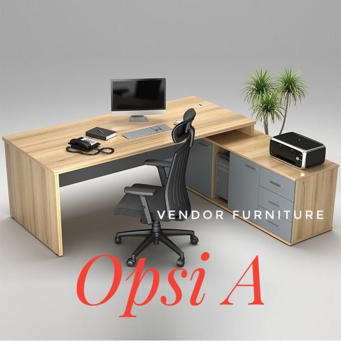 Jual Desk Office Table L'Shape Industrial Executive Style HPL - Opsi A ...
